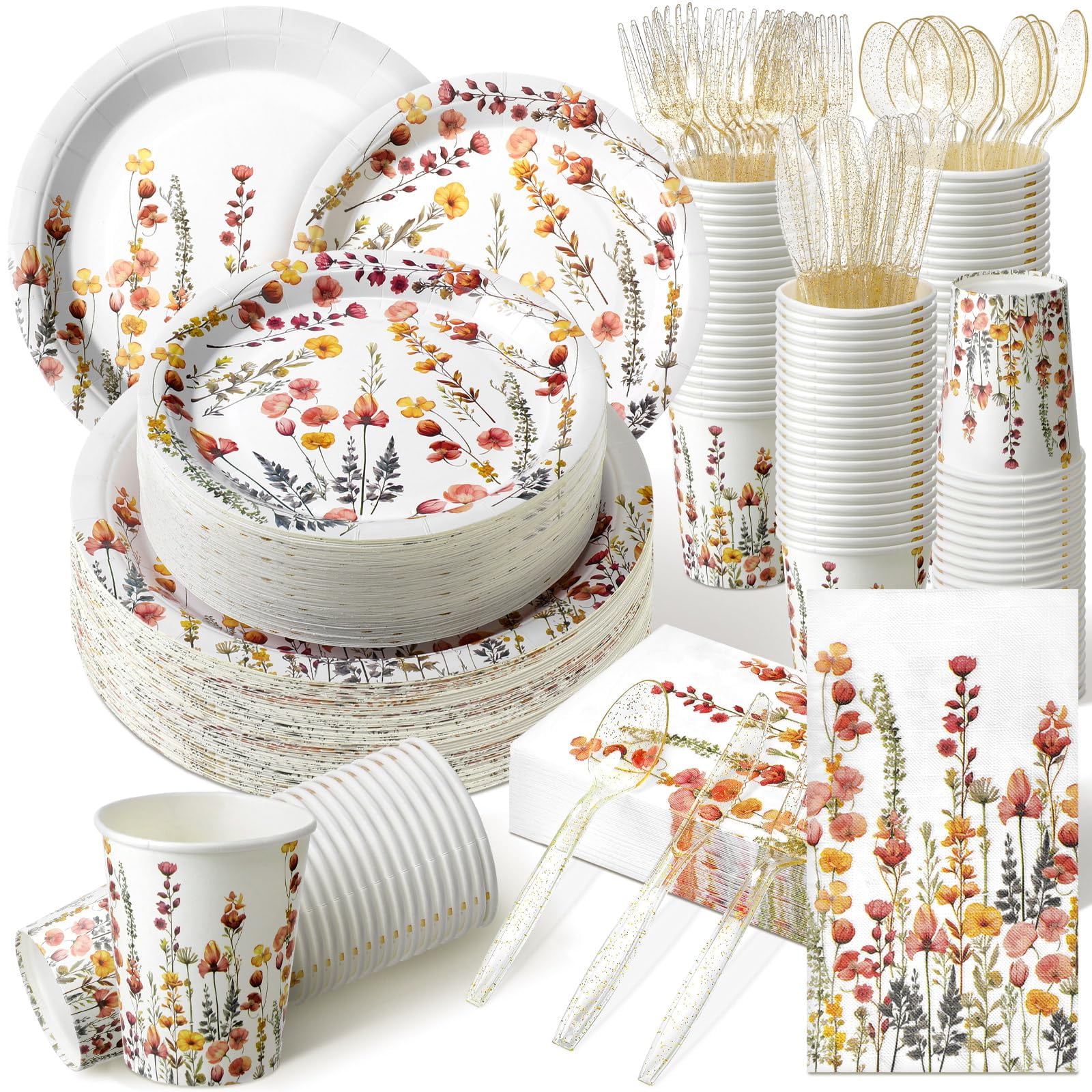 Sinmoe 400 Pcs Spring Plates and AFN1Napkins Set Paper Flower ...