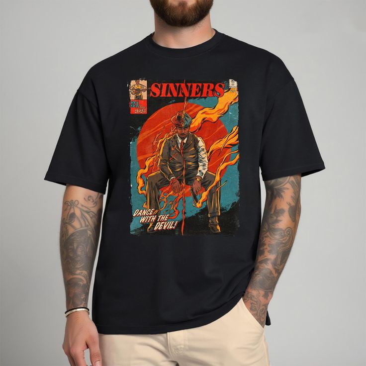 Sinners 2025 Movie Dance With The Devil Shirt, Horror Fan Men's And ...