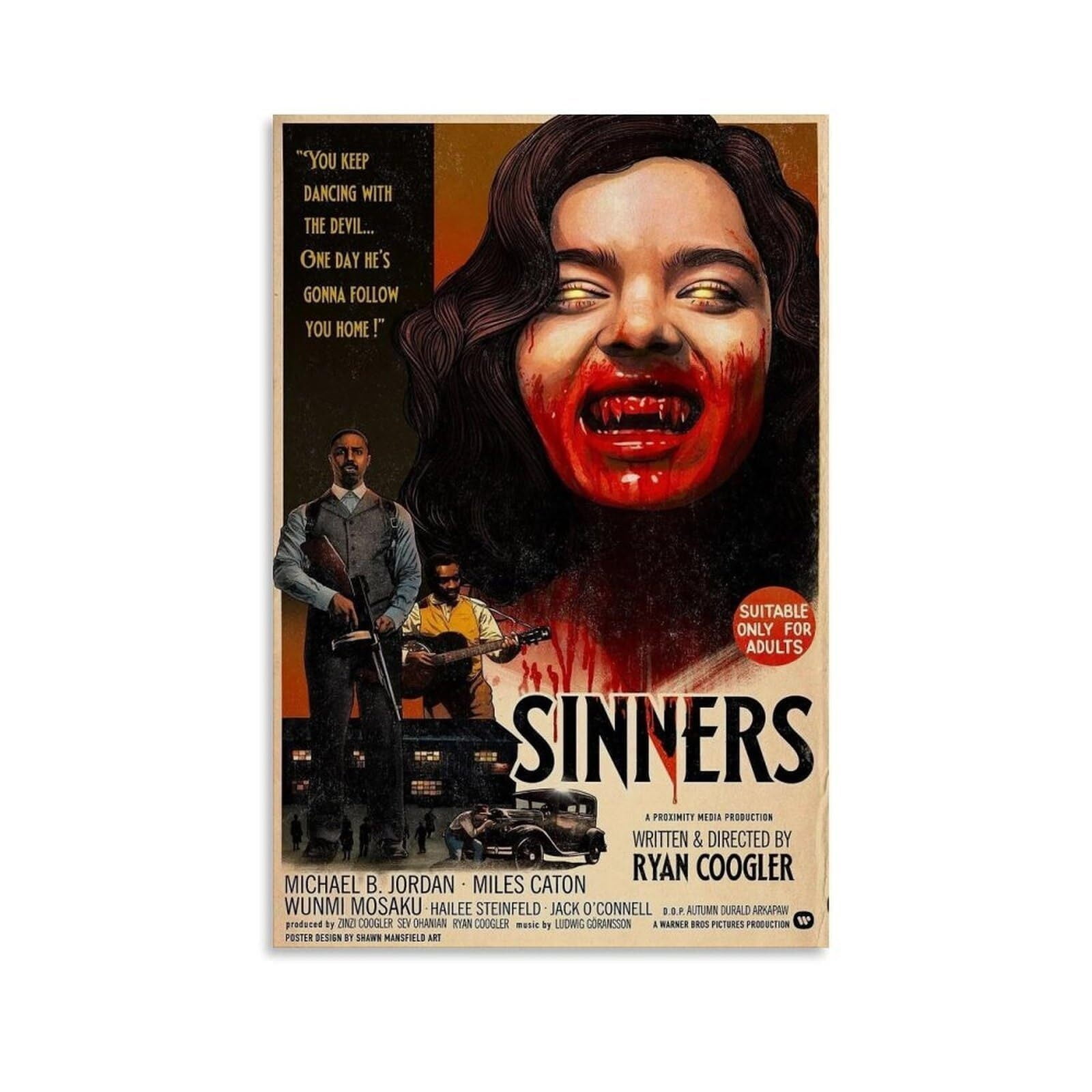 Sinners Movie Poster Artworks Canvas Poster Room Aesthetic Wall Art ...