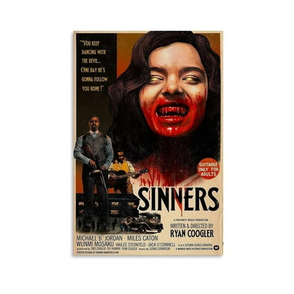 Sinners Movie Poster Artworks Canvas Poster Room Aesthetic Wall Art ...
