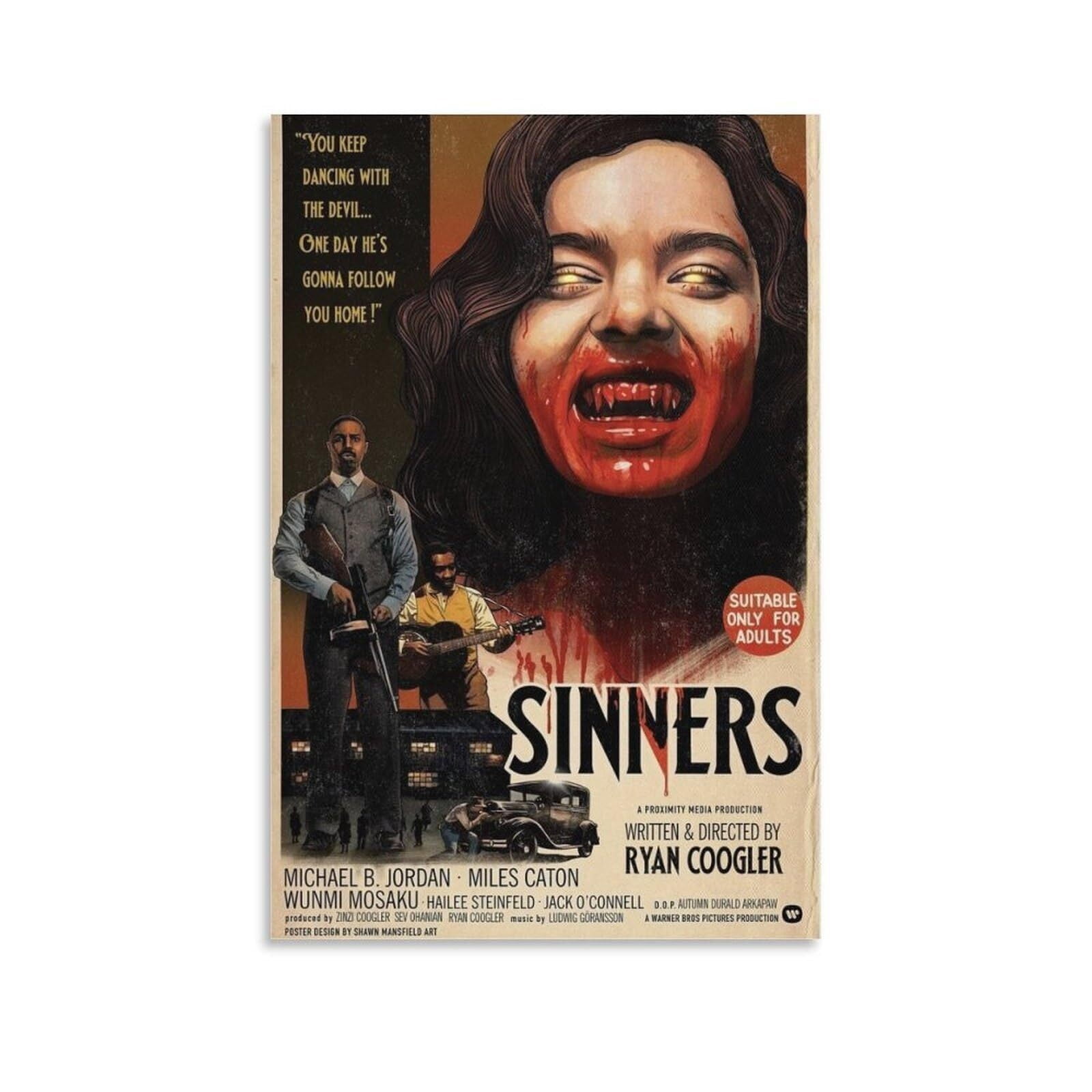 Sinners - Vintage Blockbuster Movie Poster 2025 New Movie Poster Canvas ...