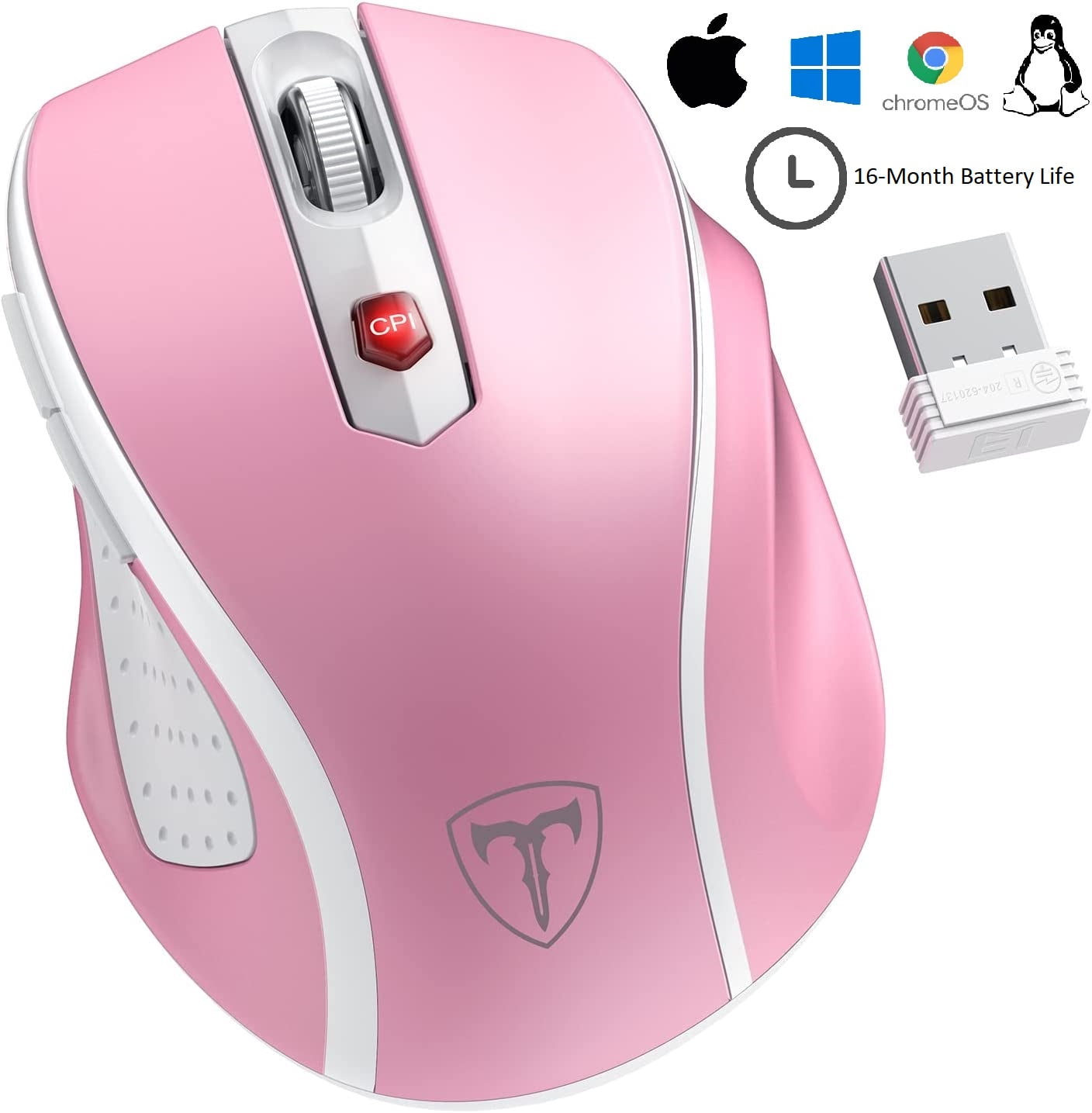 Sinnotrich Wireless Mouse with USB Receiver, 2.4G Ergonomic Portable ...