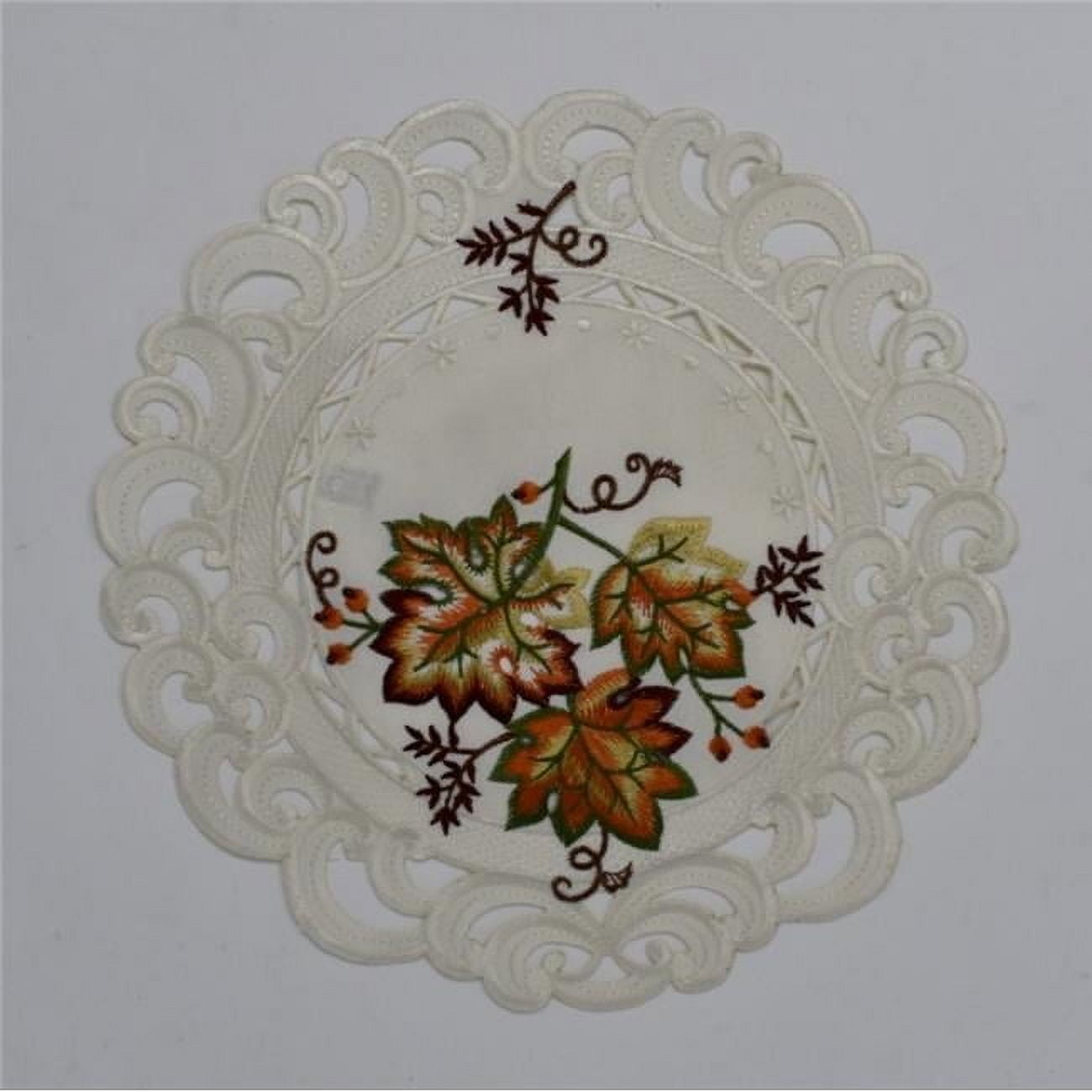 Sinobrite 24 in. Fall Leaf on Cream Fabric Doily - Walmart.com
