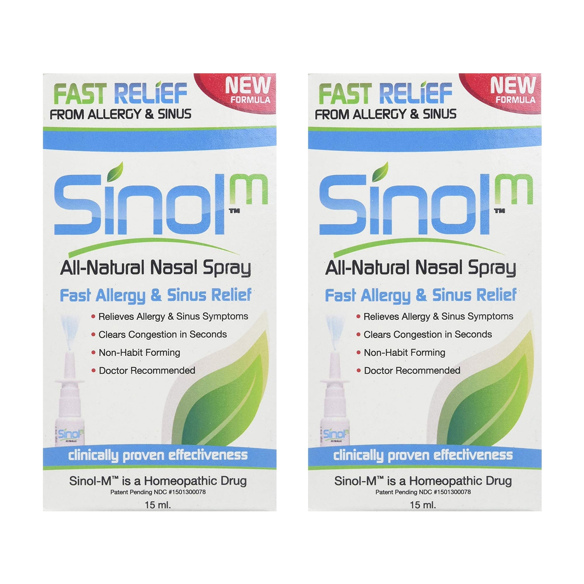Sinol-M Allergy & Sinus Relief Spray 15 ml, 2 Pack - Walmart.com