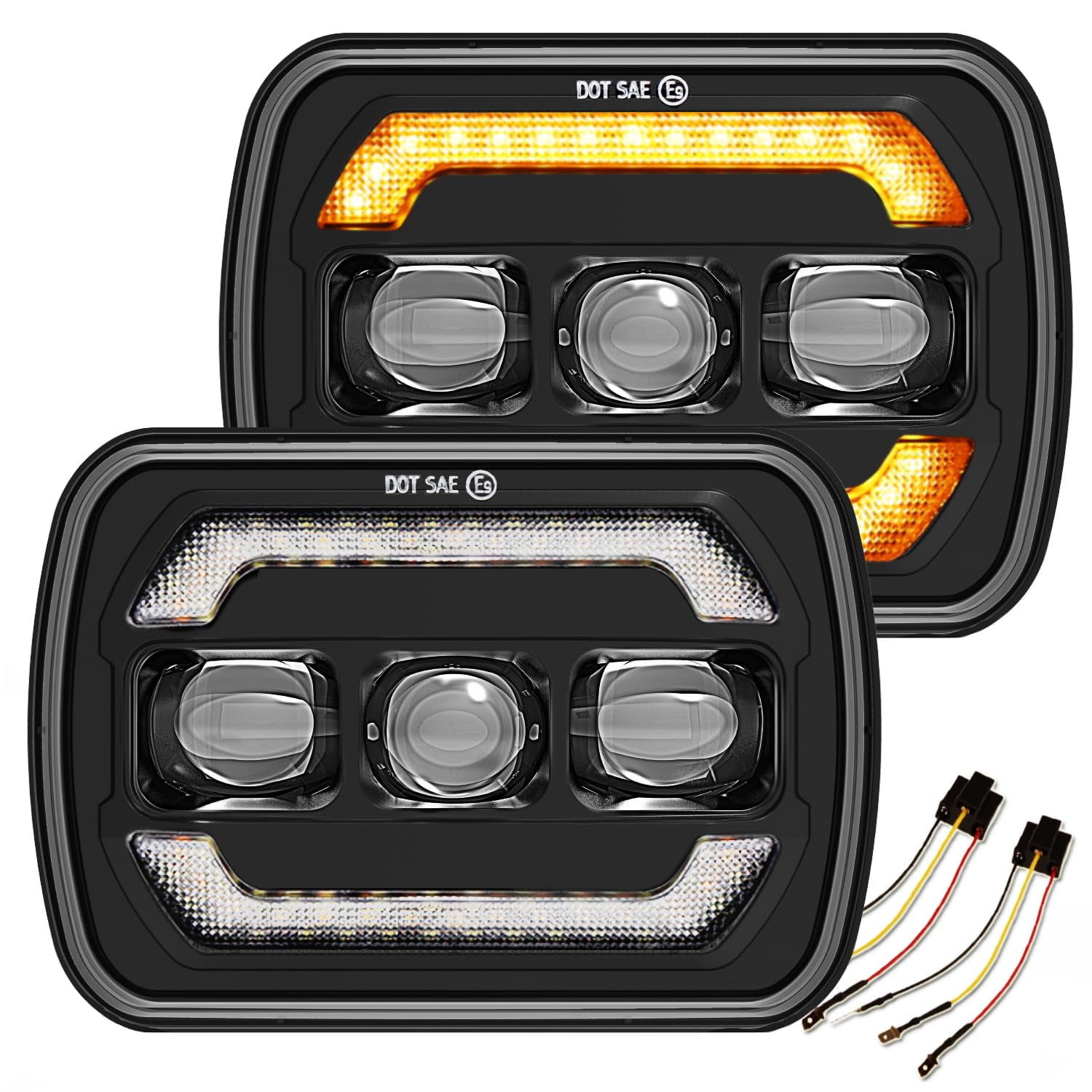 Sinoparcel Upgraded 5x7 7x6 AIF4 Headlights with DRL/Turn Signal,HLED ...