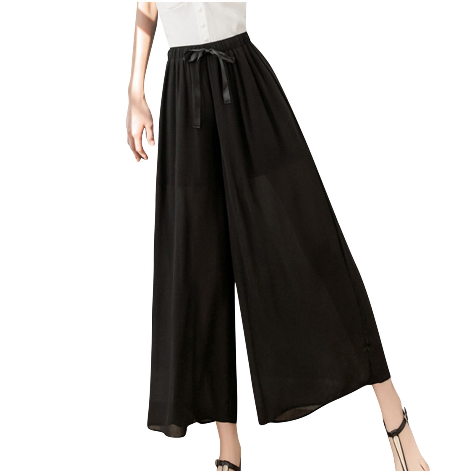 Sinpiling Palazzo Chiffon Pants for Women Plus Size M-5X Casual Loose ...