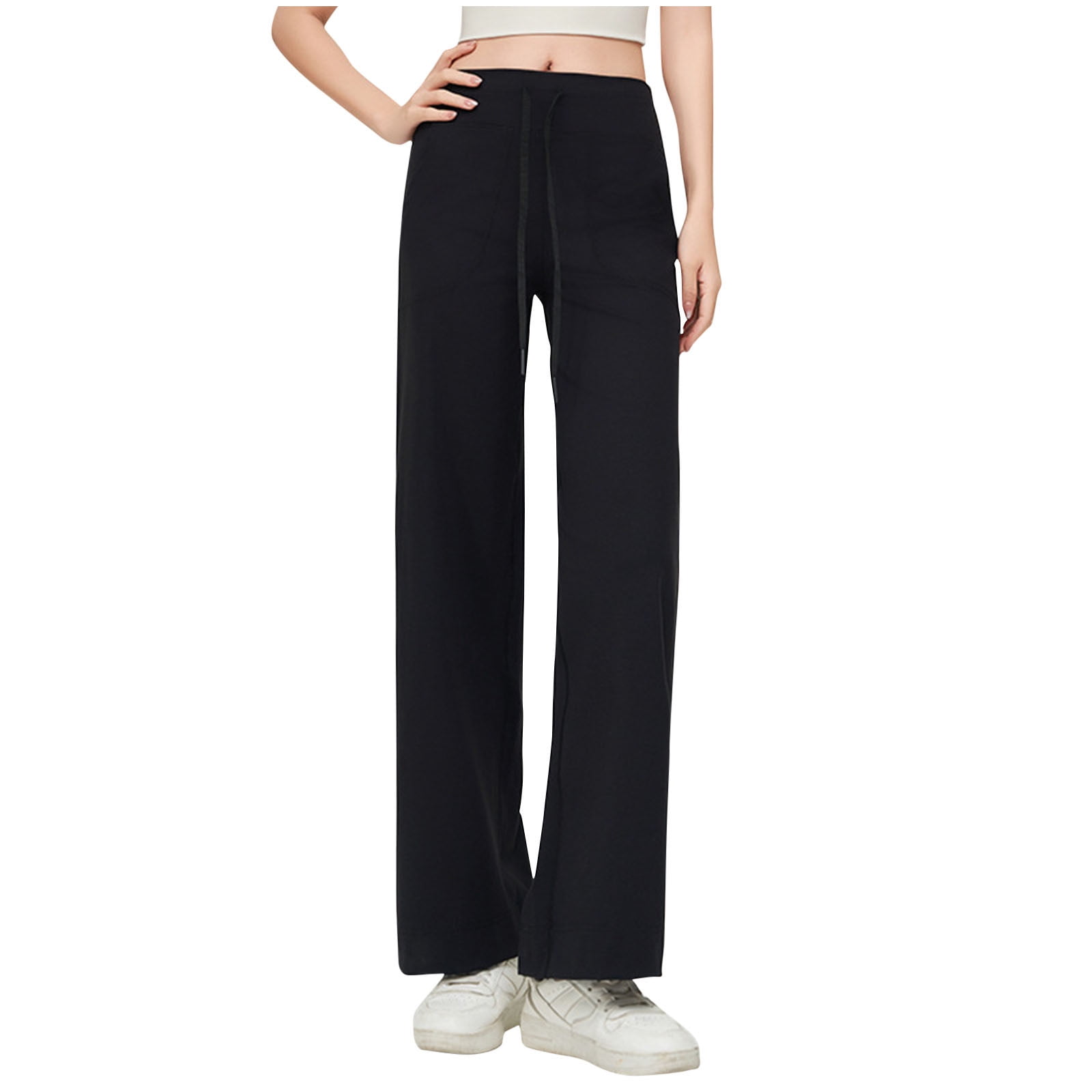 Sinpiling Yoga Pants for Women with Pockets Loose Fit Straight Flare ...