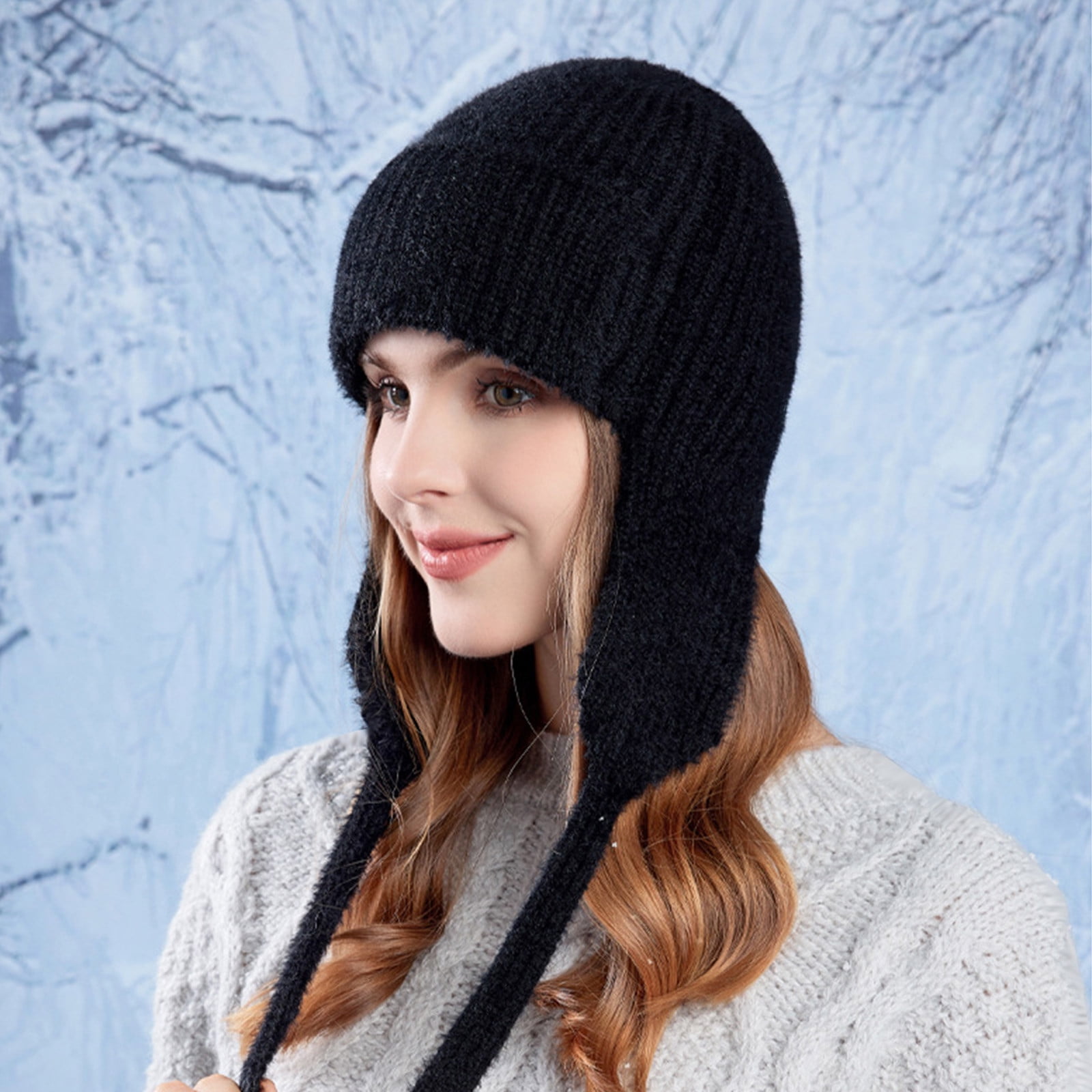 Sinpiling Winter Hats for Women Beanies with Ear-Flaps Straps Fleece ...
