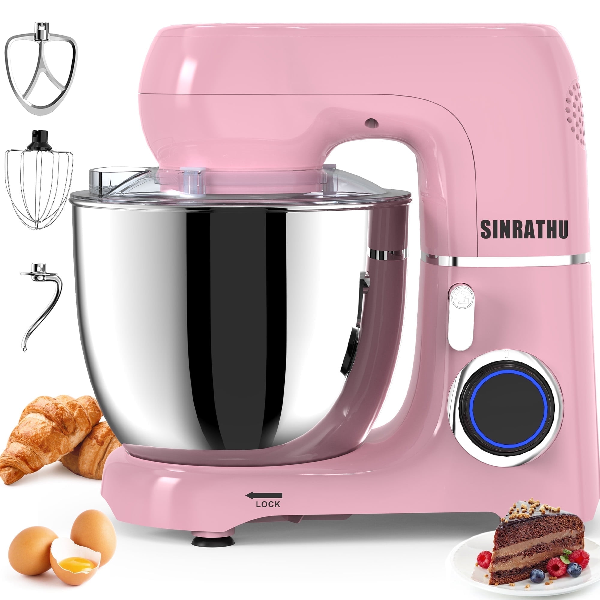 Sinrathu New 6.5QT 10-Speed Tilt-Head Electric Kitchen Stand Mixer with ...