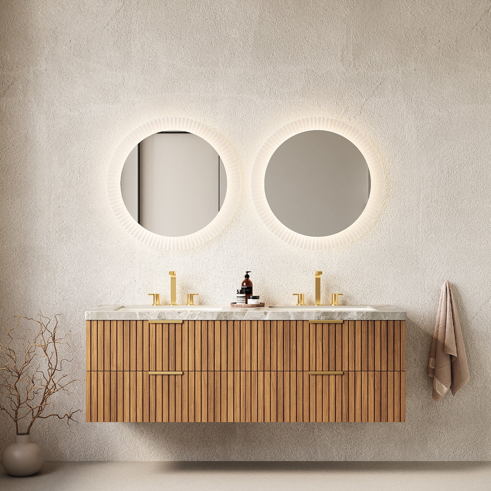 Sintered Stone Countertop & 2 Basins | Simultaneous Washing for Two ...