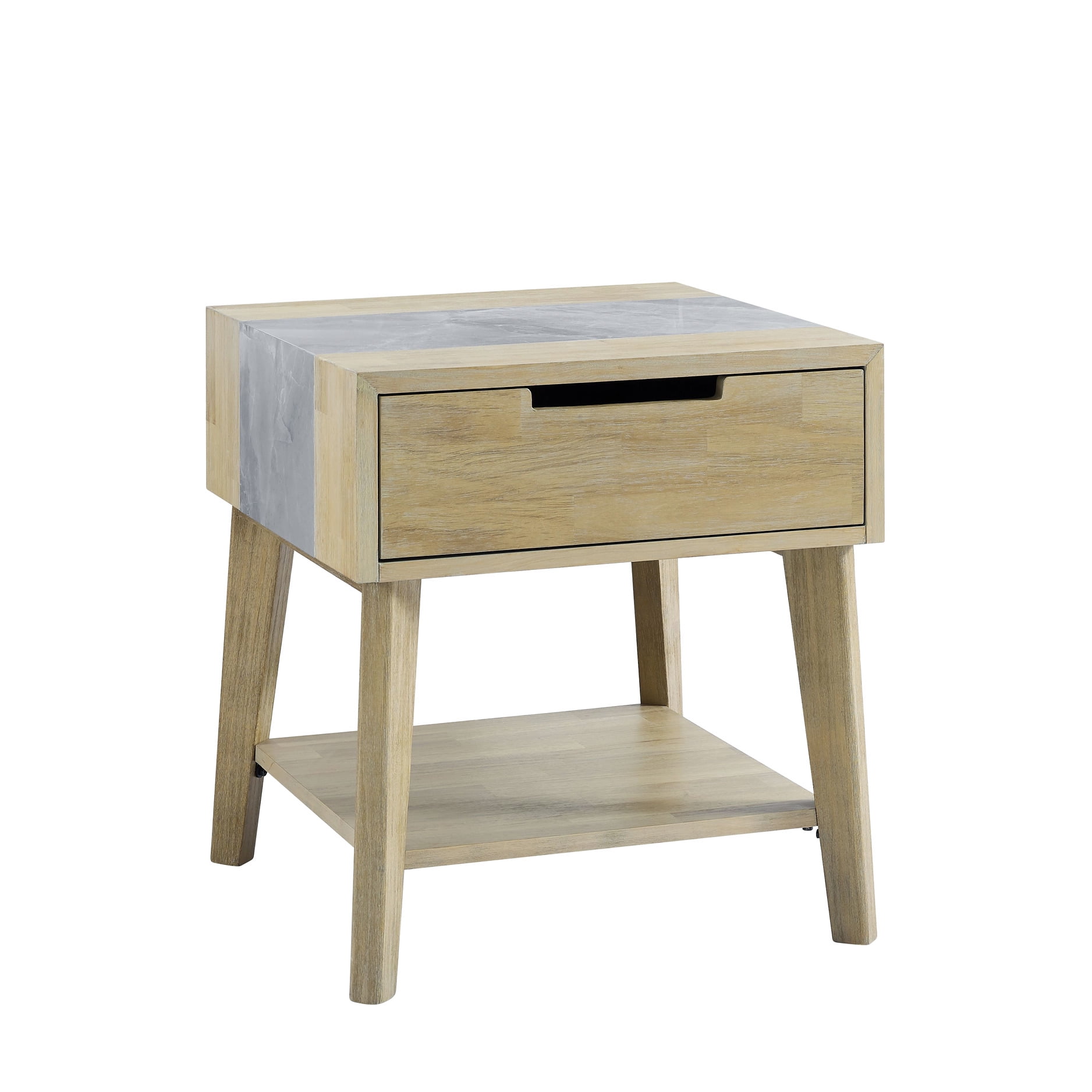 Sintered Stone Inlay Side Table - Brown, 5mm Stone, Poplar Solids ...