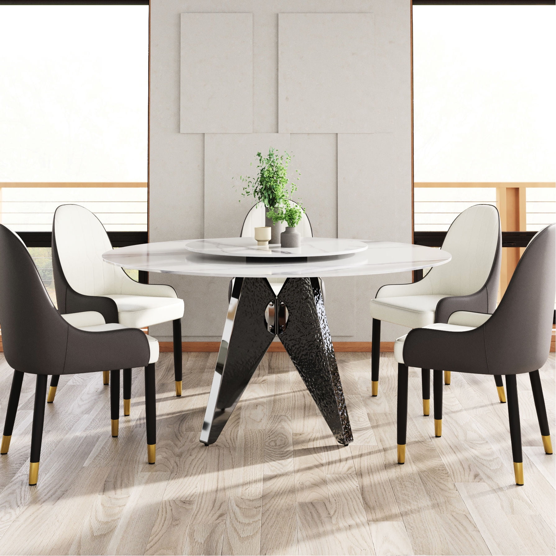 Sintered Stone Round Dining Table - Stable Base, Anti - stain Surface ...