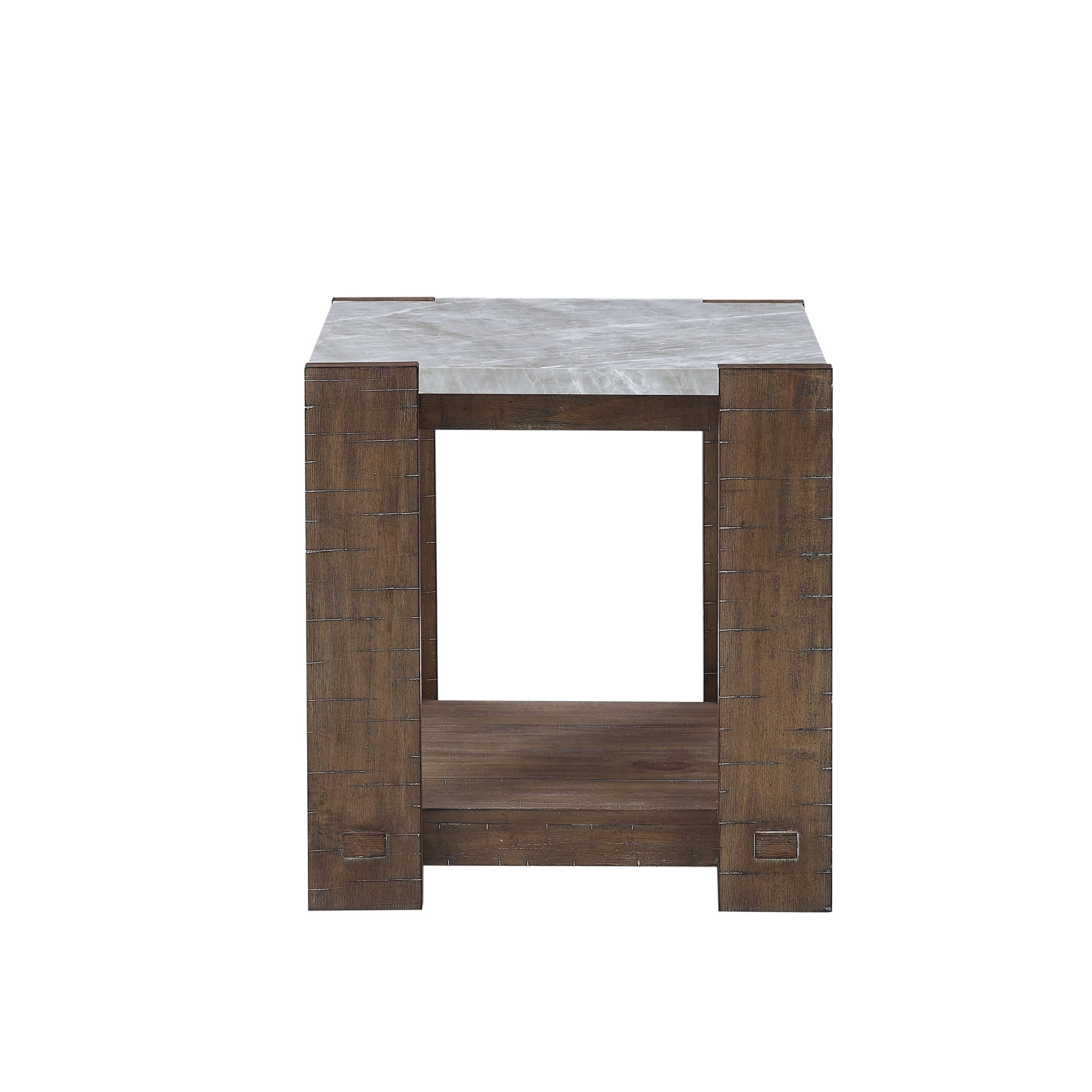 Sintered Stone Side Table - Brown, 24" Tall, Resistance, Poplar Wood ...