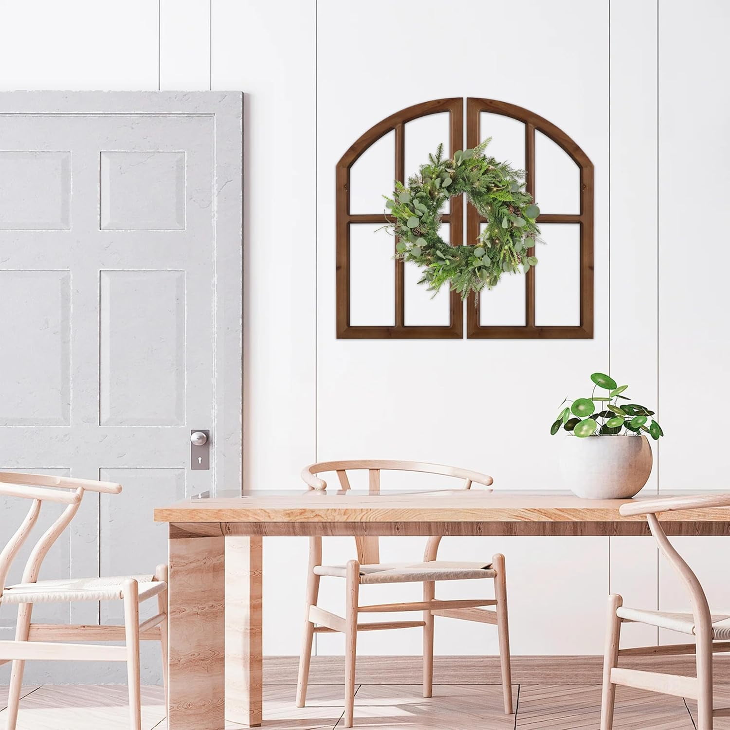 Sintosin Farmhouse Arched Window Frame Wall Decor 30 inch, Set of 2 ...