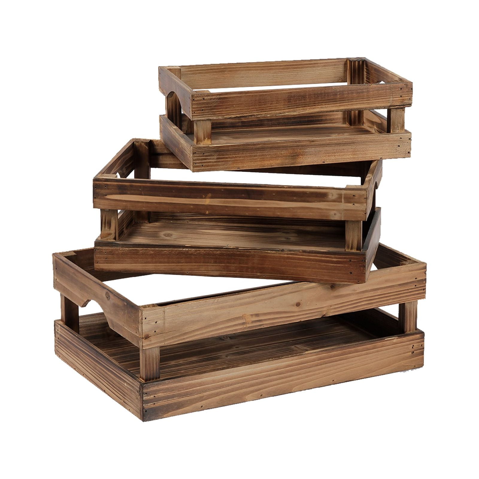 Sintosin Farmhouse Large Wooden Rustic Decorative Storage Crates Set of ...