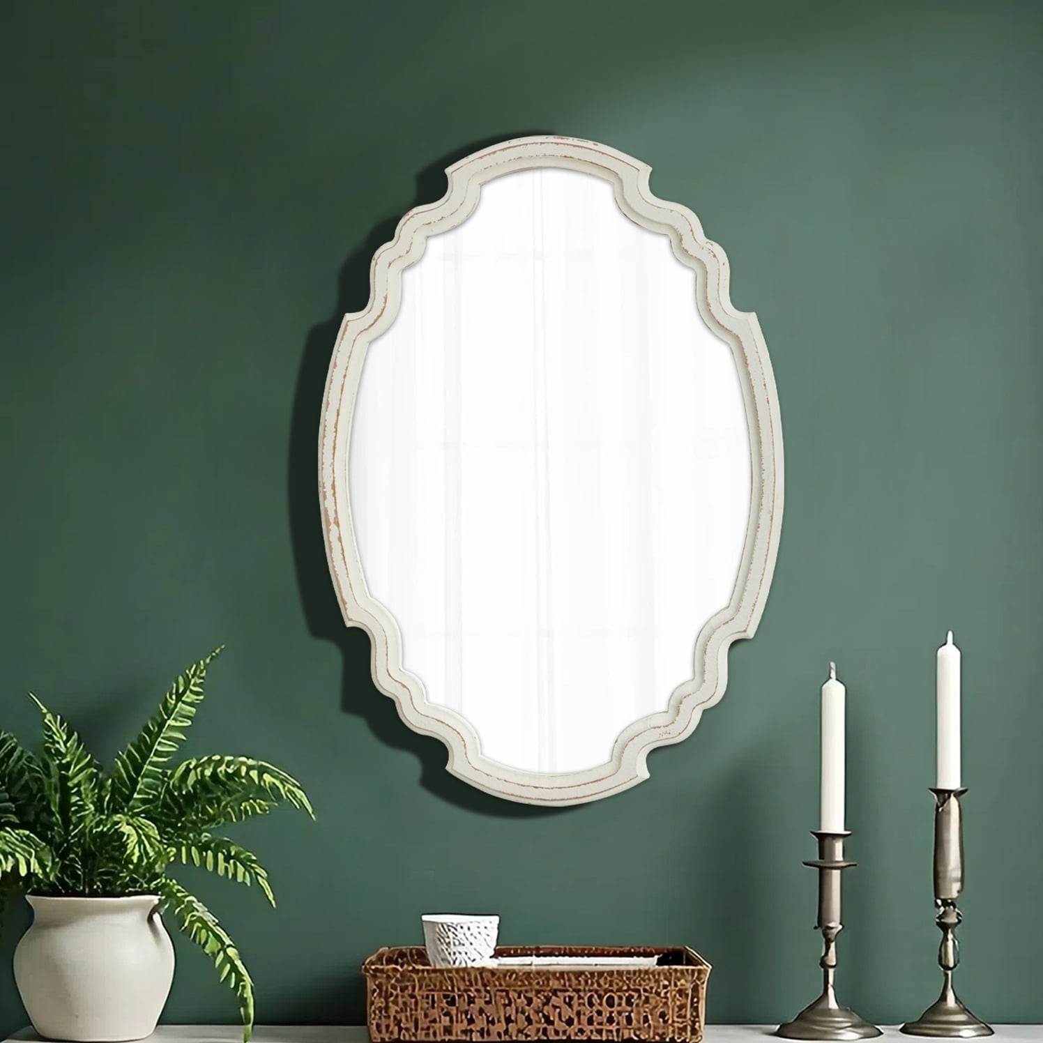 white oval mirrors