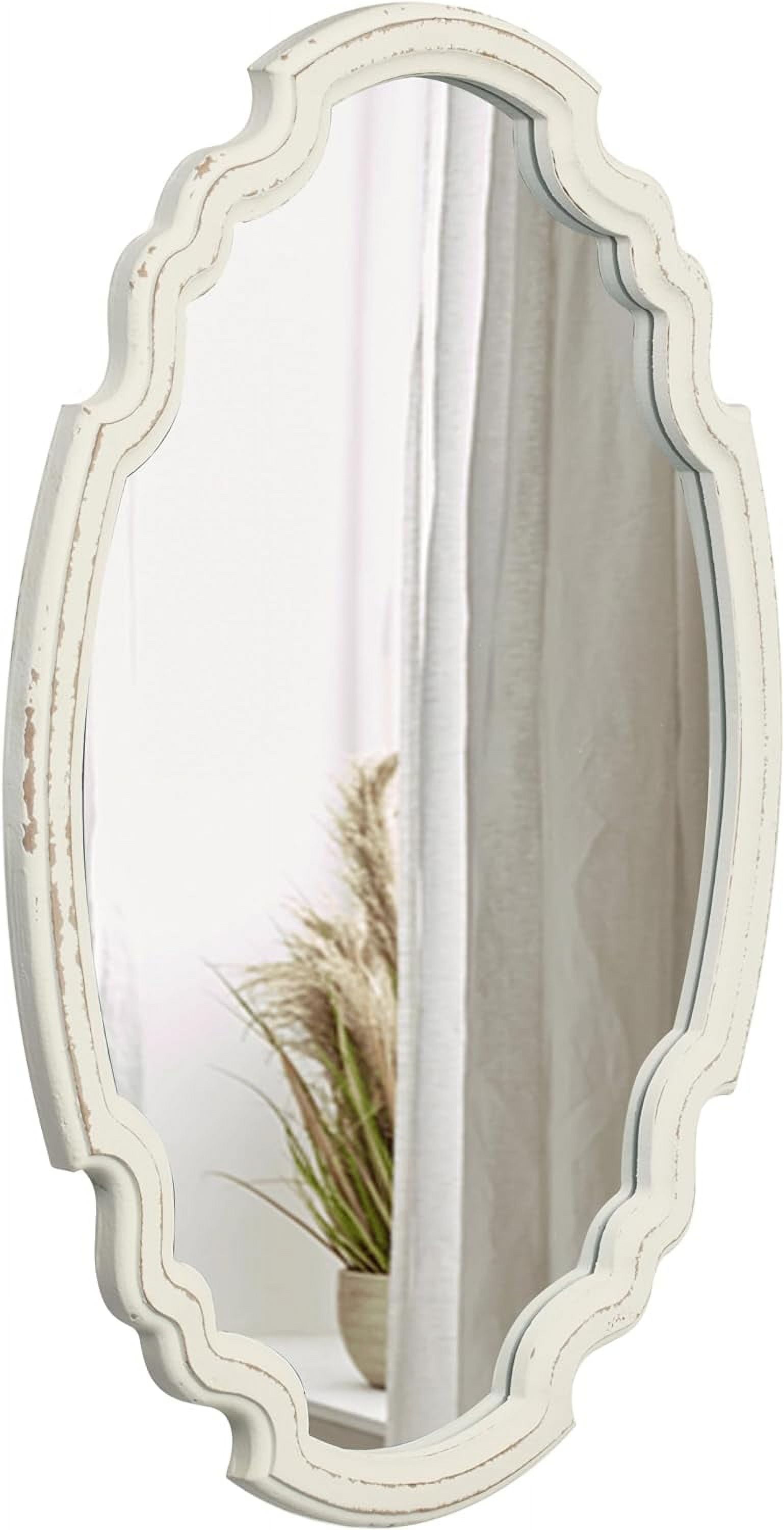 "Sintosin Antique Oval Mirror, Rustic Distressed White, Vintage Wood ...