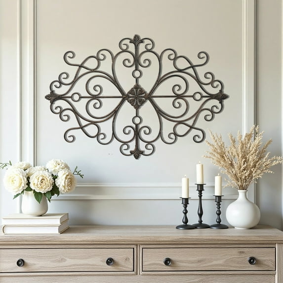 "Sintosin Metal Wall Decor 36""x24"" Rustic Wrought Iron Wall Art ...