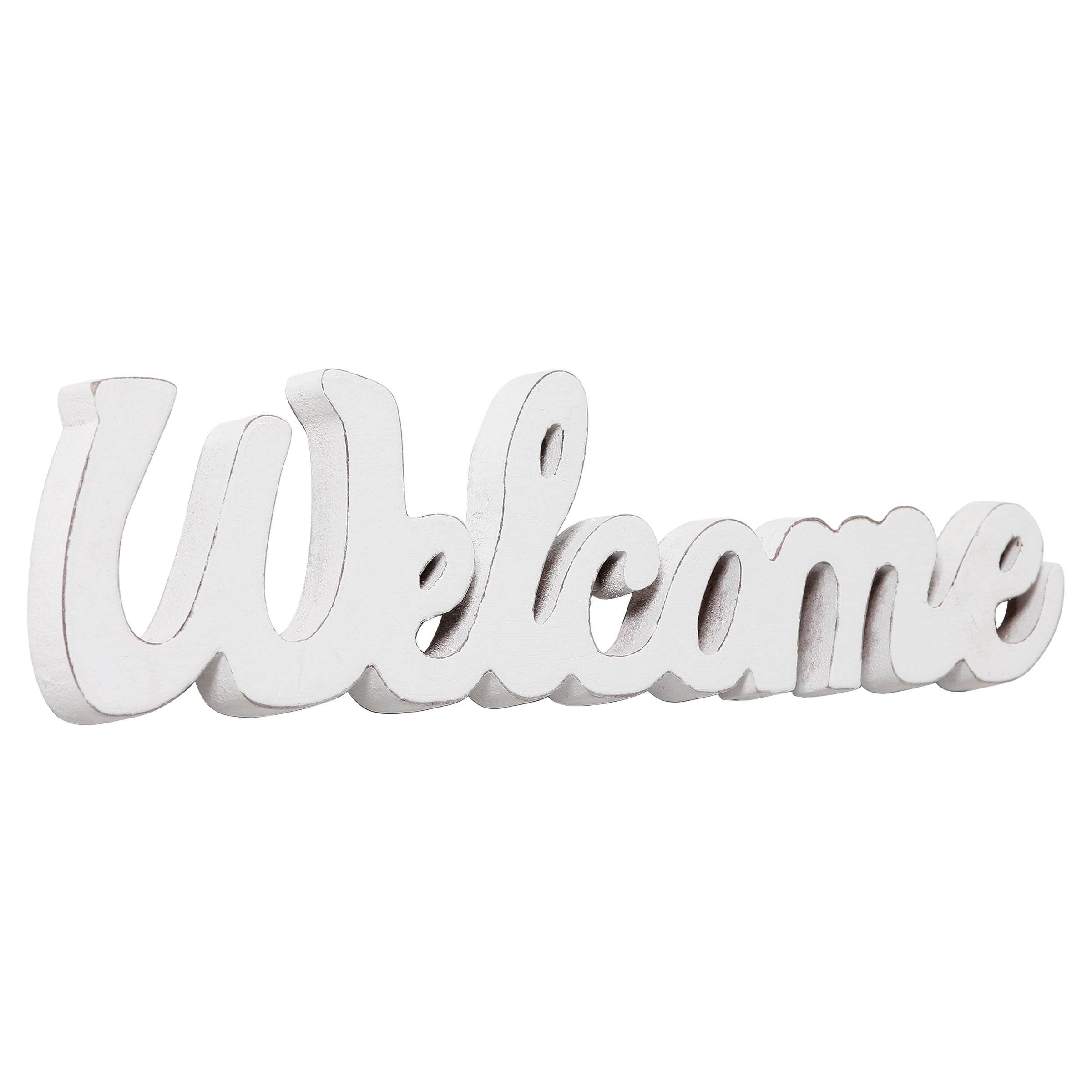 Sintosin Rustic White Wooden Halloween Welcome Bedroom Sign 15 x 4 ...