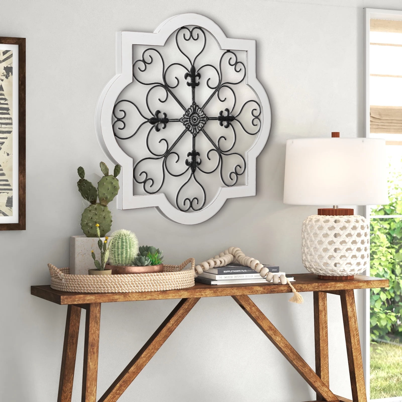 "Sintosin 24"" Vintage Wood & Metal Wall Decor, Rustic Iron Art for ...