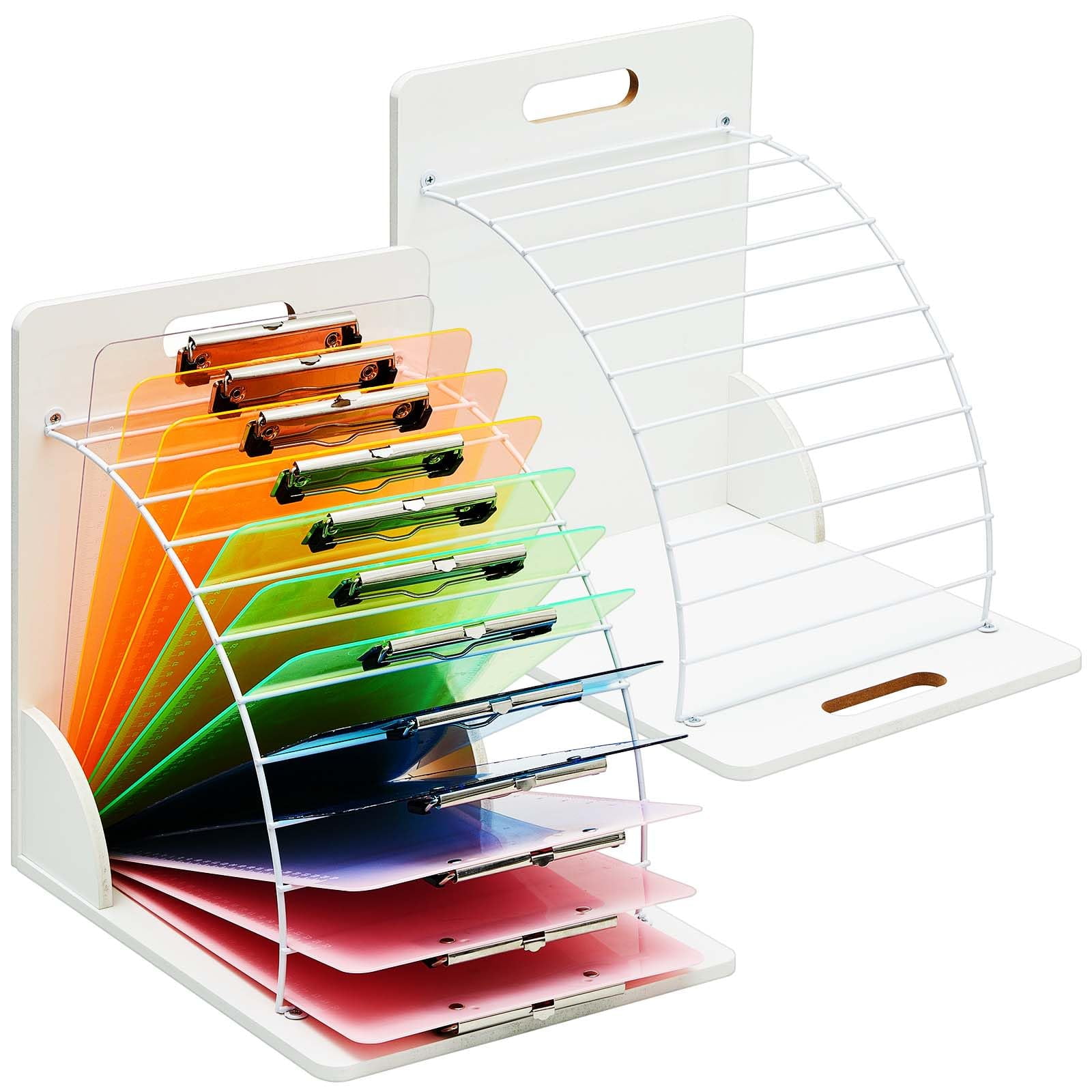 Sintuff 2 Pcs Clipboard Holder Wood Metal Clipboard Organizer White ...