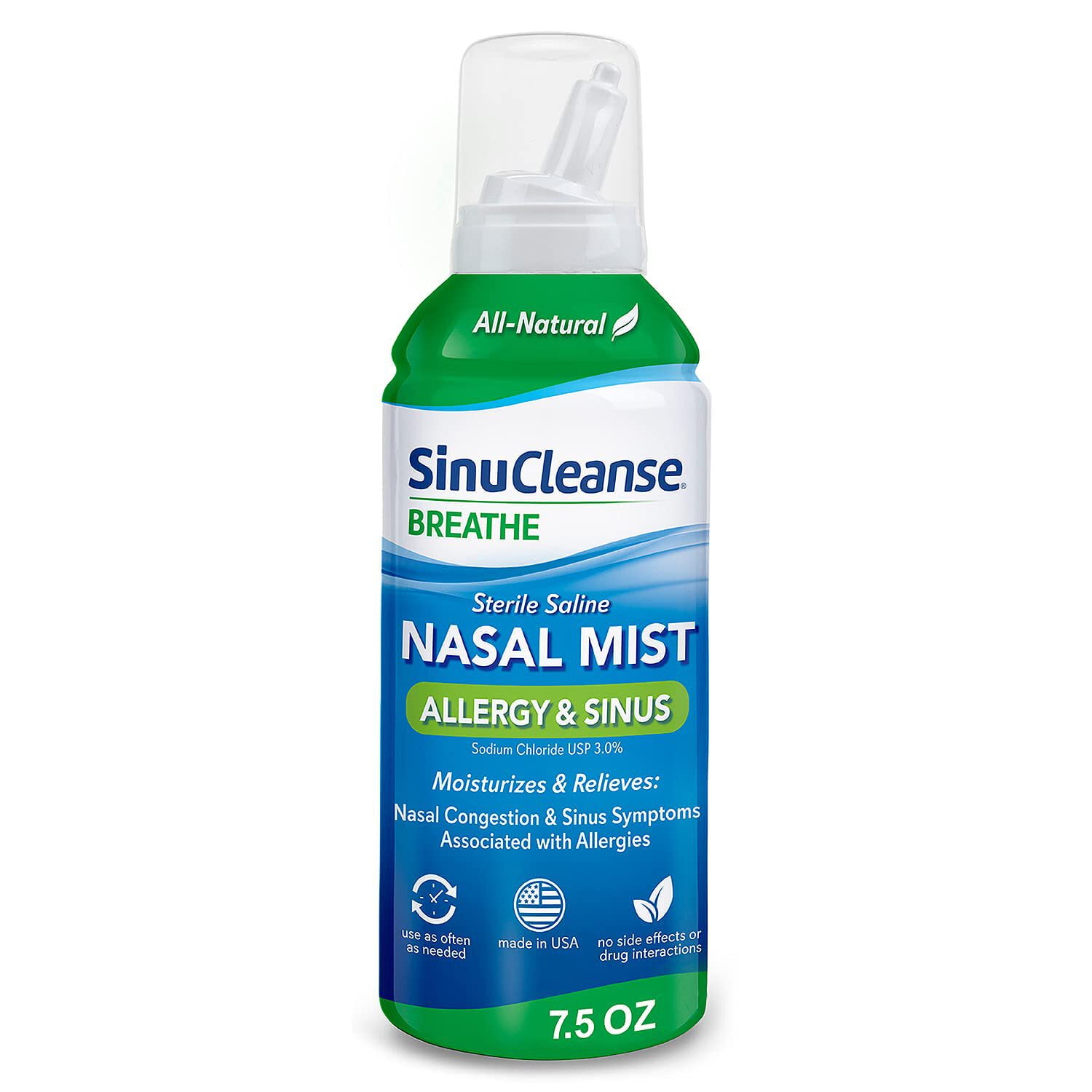 SinuCleanse Allergy Sinus Sterile Saline Nasal Spray, Ultra Fine Mist ...