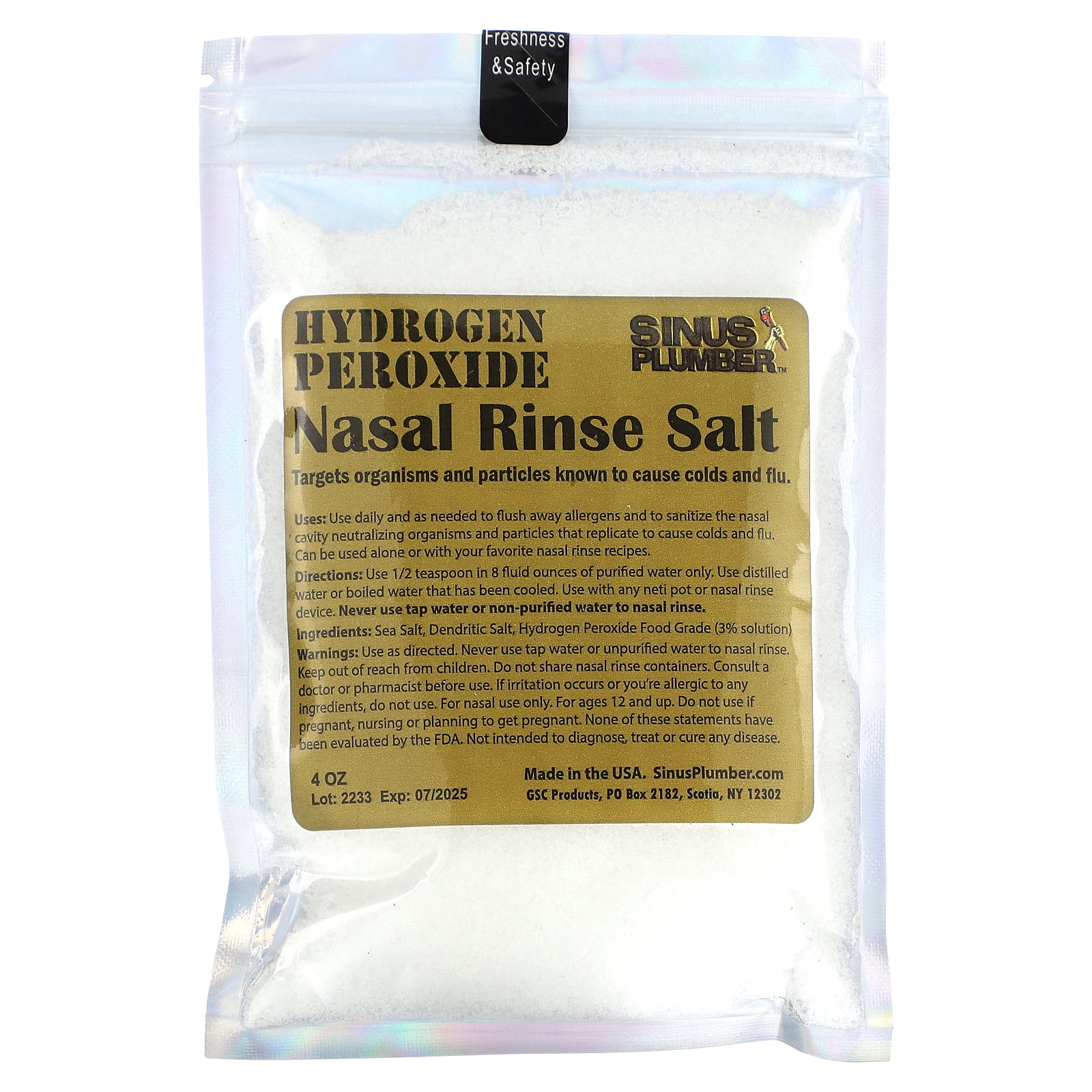 Sinus Plumber Hydrogen Peroxide Deep Clean Sinus Rinse - Allergy Cold ...