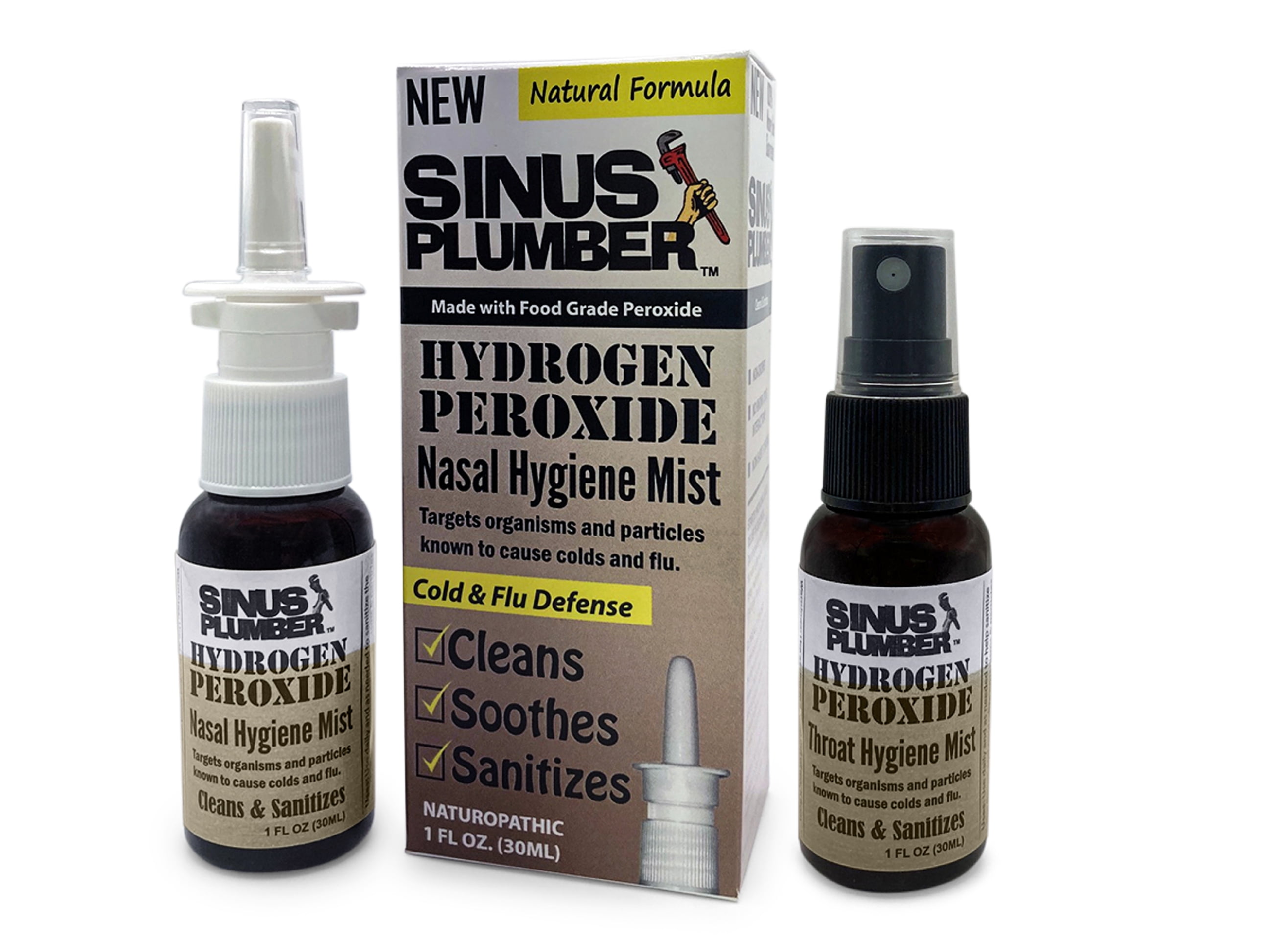 Sinus Plumber Hydrogen Peroxide Nasal Spray and Throat Spray Combo ...