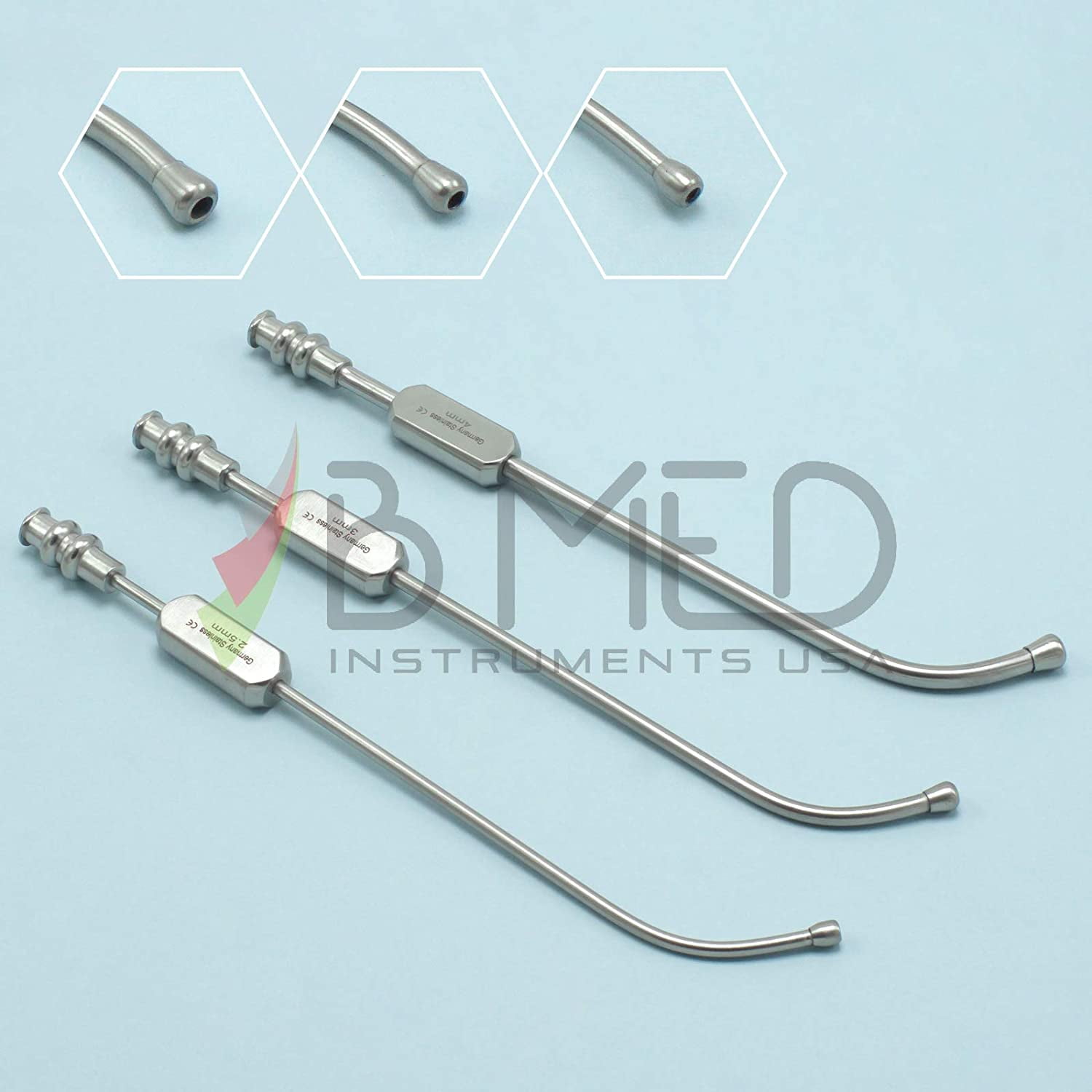 Sinus Suction Tube Set 2.5mm 3mm & 4mm Curved Tips - Walmart.com