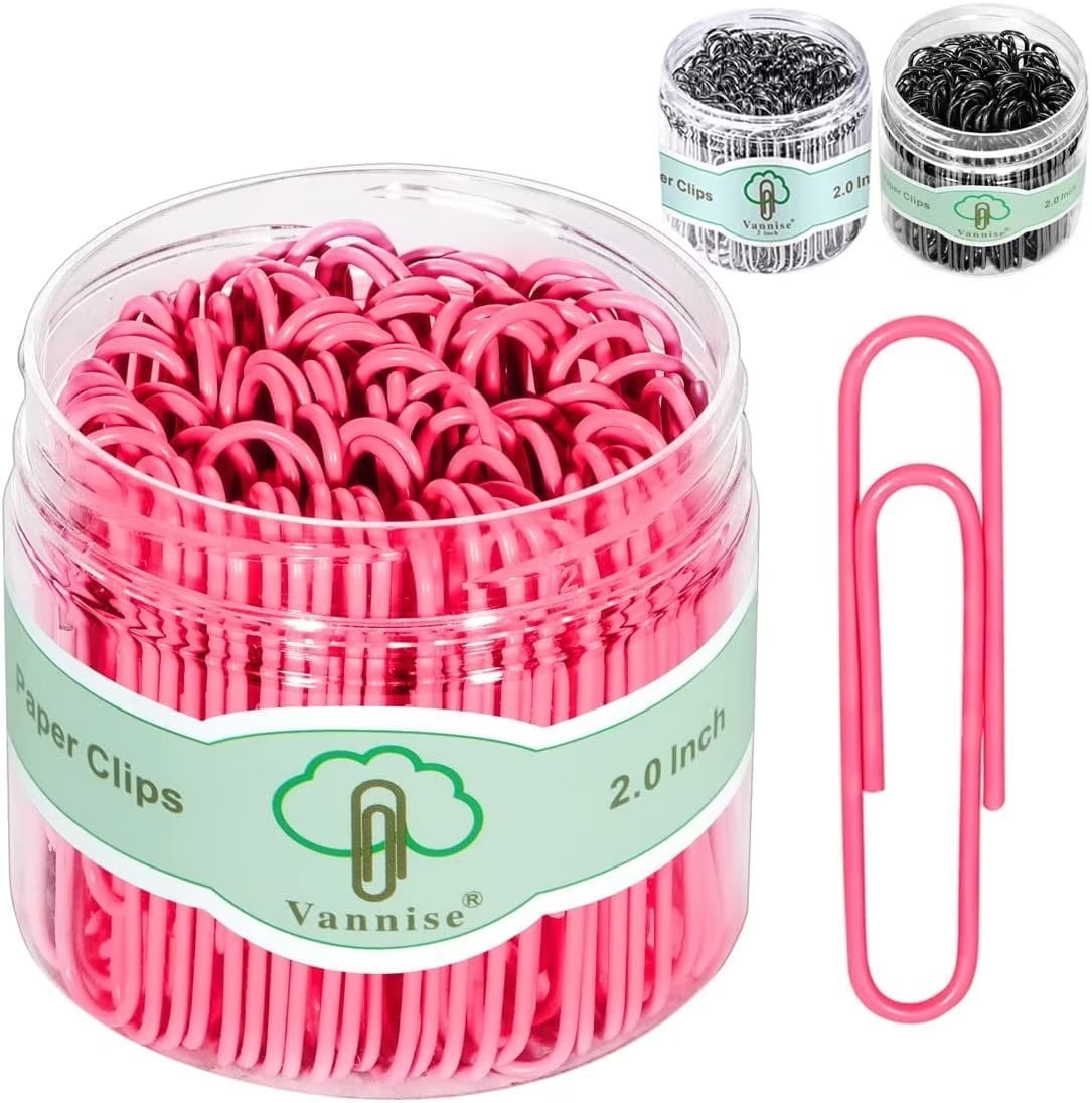 "Sinvic Big 2"" Smooth Coated Colorful Pink Paper Clips (100PCS) for ...
