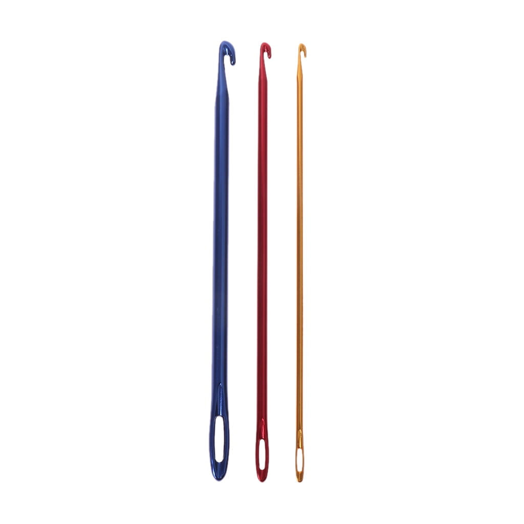 Sinyiin 3pcs Afghan Knitting Needle with with Threading Hole Crochet ...
