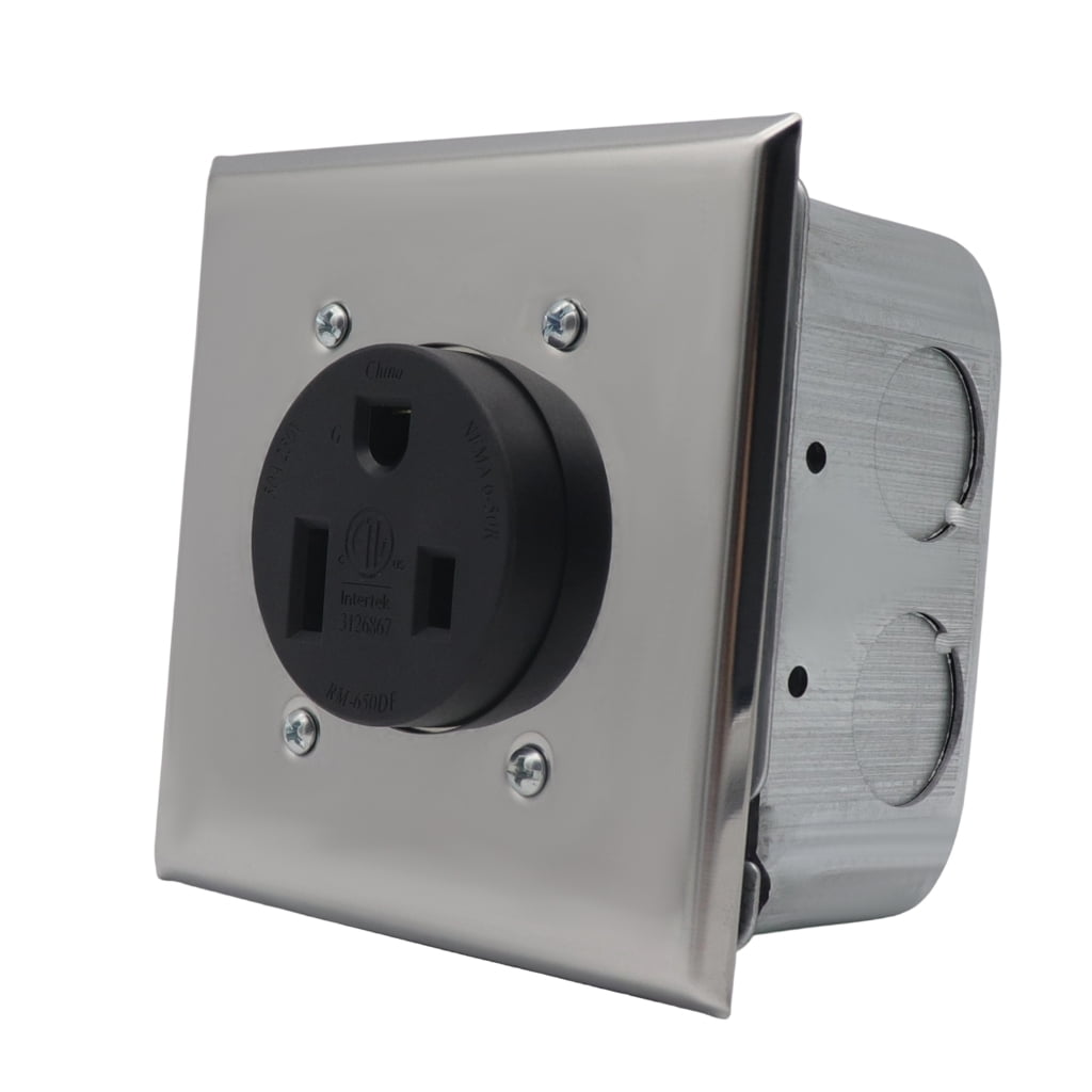 Sinyiin 50A 3 Poles Electrical Socket Square Wall Outlet Plastic for ...