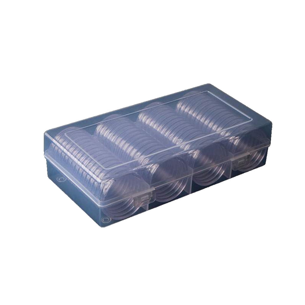 Sinyiin 60 Pcs Clear Round 41mm Direct Fit Coin Capsules Holder Display ...