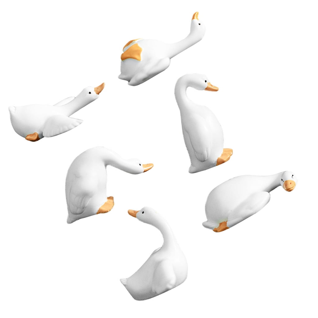 Sinyiin 6PCS Geese Statuettes Resin Sculpted Ornament for Office Desk ...