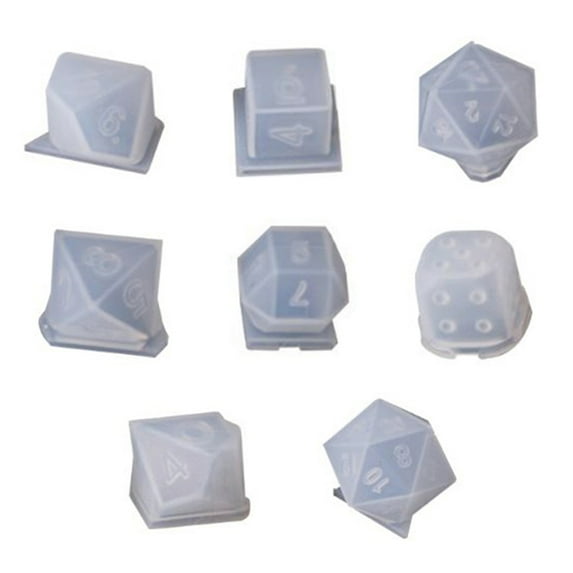 Sinyiin 8 Pcs/Set Transparent Epoxy Mold UV Resin DIY Dice Mould Crafts ...