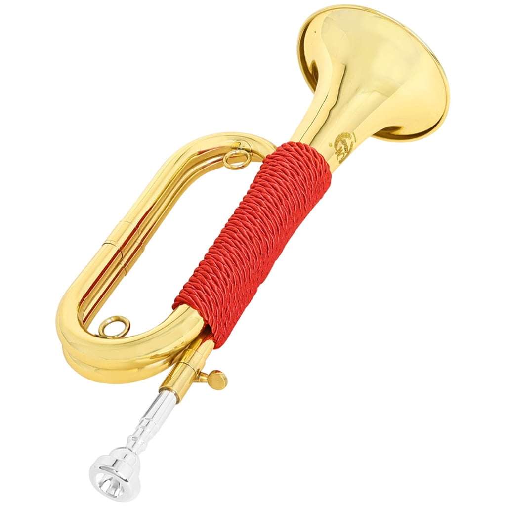Sinyiin Brass Cavalry Bugle Orchestras Instrument Gold Plated Beginner Friendly Bugle - Walmart.com