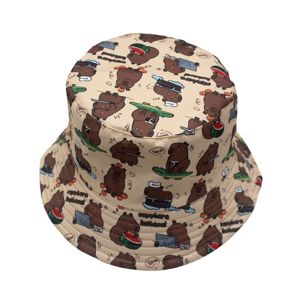 Sinyiin Capybara Print Bucket Hat Trendy Animal Lover Hat Outdoor ...
