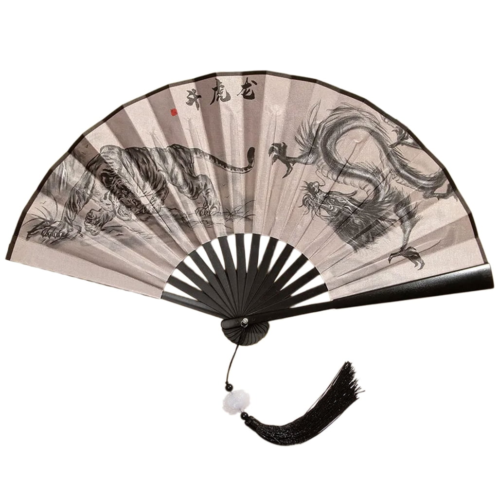 Sinyiin Chinese Traditional Painting Folding Fan Double Sided Plastic ...