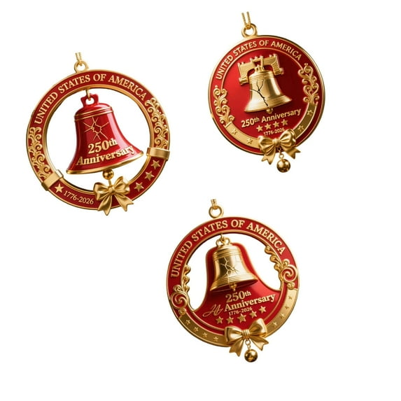 Sinyiin Christmas Tree Bell Hanging Ornament 250th Anniversary Metal ...