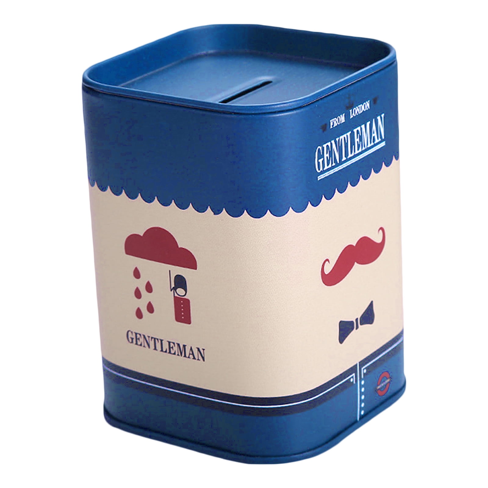 Sinyiin Cute Piggy Bank Metal Square London Gentleman Tinplate Money ...