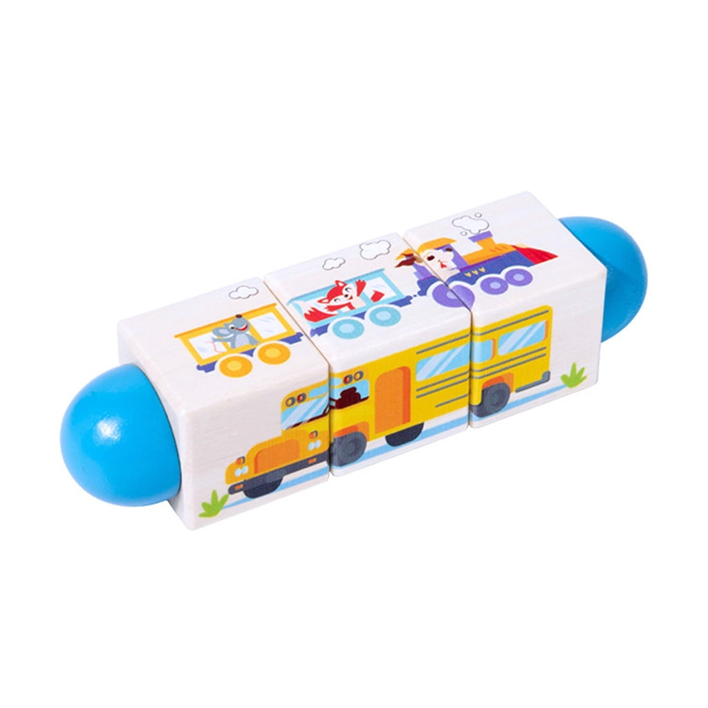 Sinyiin Educational Wooden Sensory Puzzle Block Toy With Rotating ...