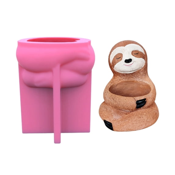 Sinyiin Flower Pot Silicone Mold Succulent Planter Concrete Mold Sloth ...