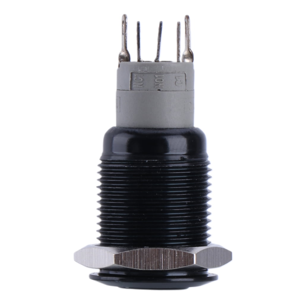 Sinyiin NEW 16mm 12V Blue LED Power Push Button Switch Black Aluminum ...