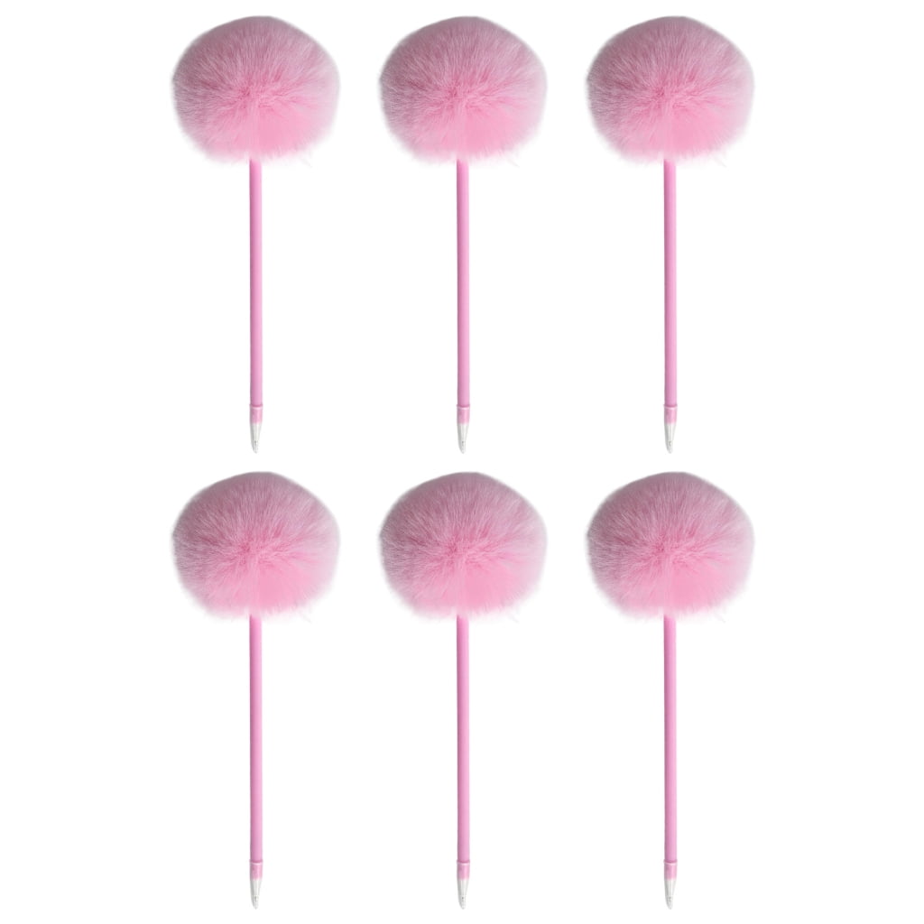 Sinyiin Pack of 6 Furry Pom Ballpoint Pen Writing Pen 0.7mm for Adult ...