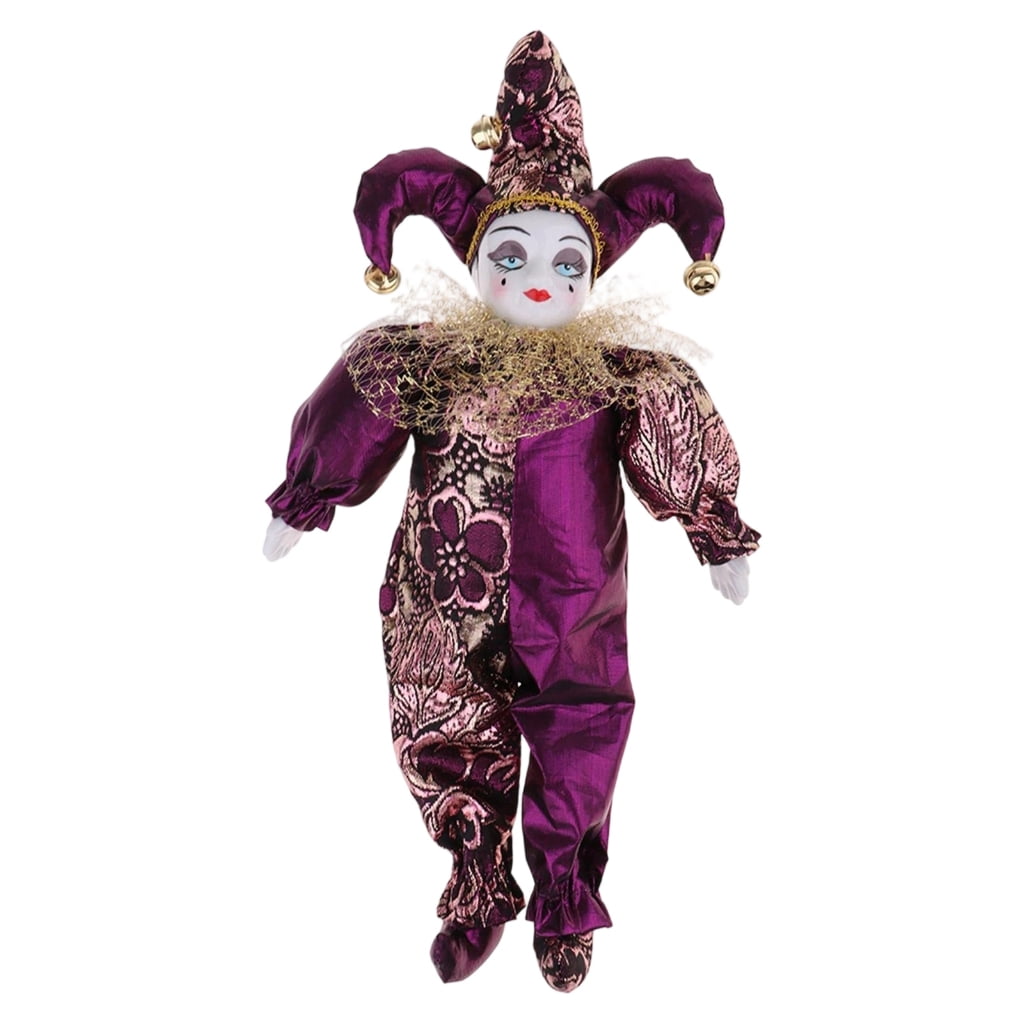 Sinyiin Poseable Clown Puppet Doll with Ceramic Head Festival Costume ...