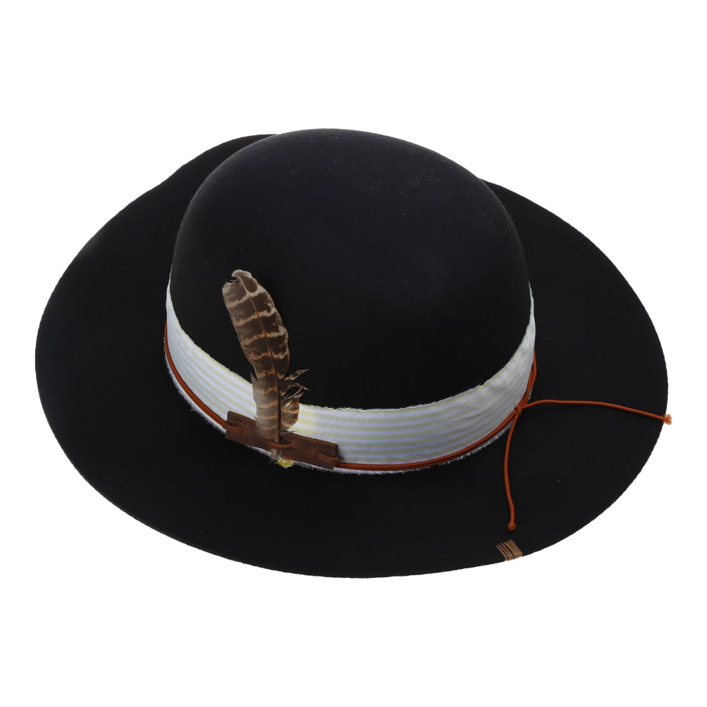Sinyiin Round Top Hat Vintage Fedora Cap with Feathers Theme Party ...
