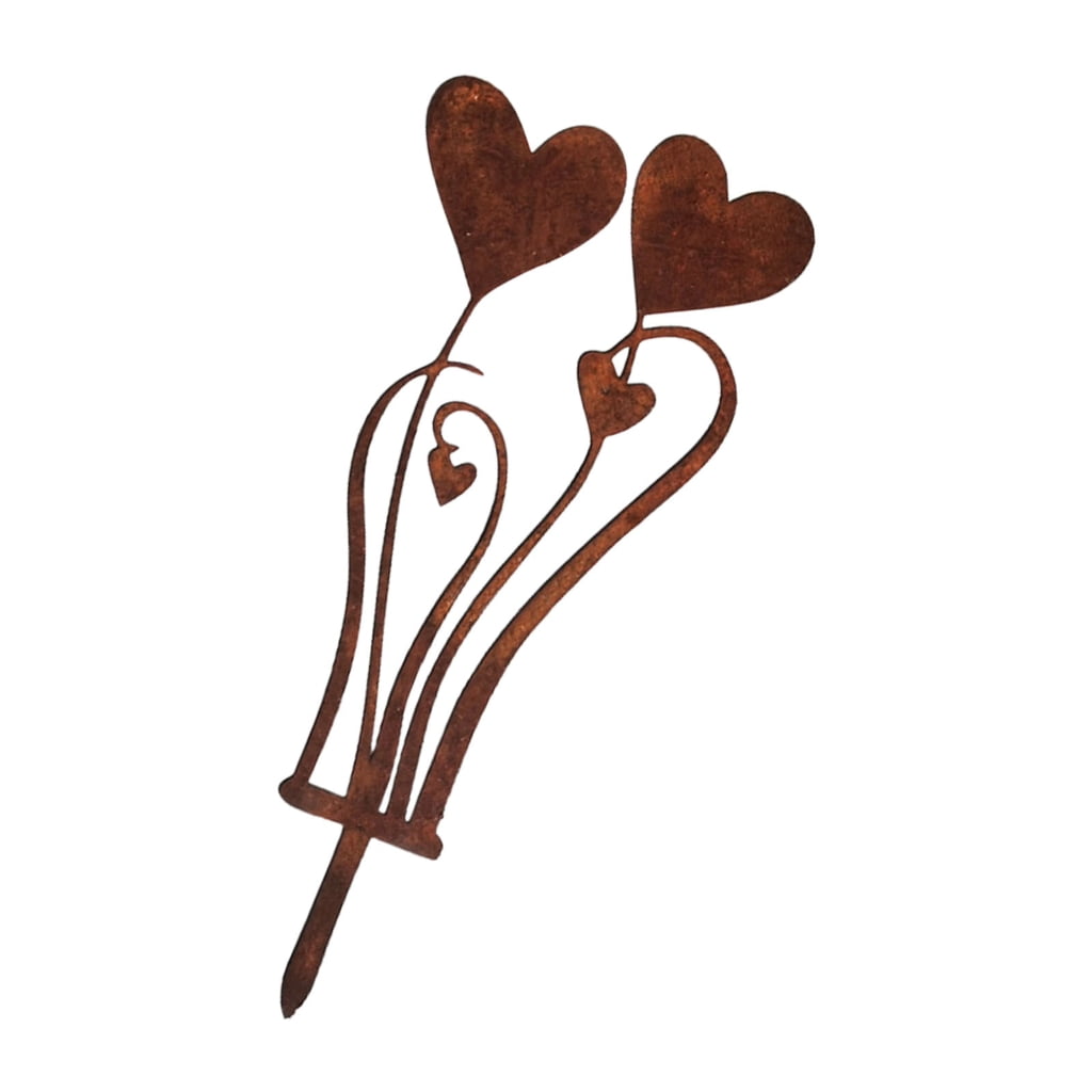 Sinyiin Rusts Resistant Metal Flower Garden Stake Heart Landscape ...