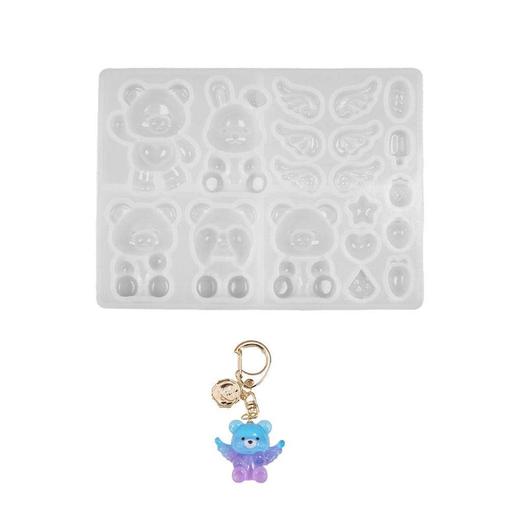 Sinyiin Silicone Pendant Mold Unique Resin Bear Rabbit Keychains Moulds ...
