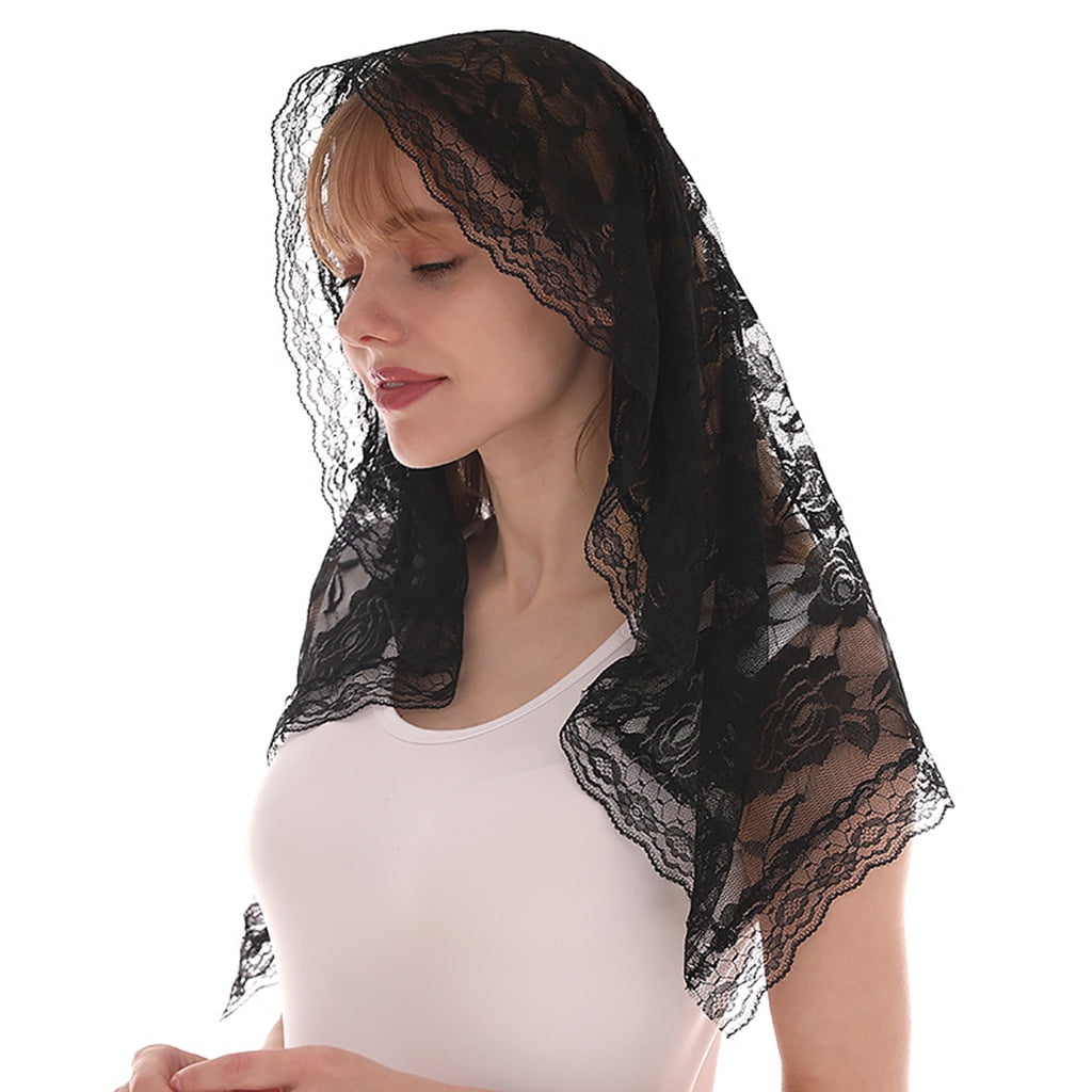 Sinyiin Spanish Style Lace Veil for Solemn Mass Visit Vatican ...