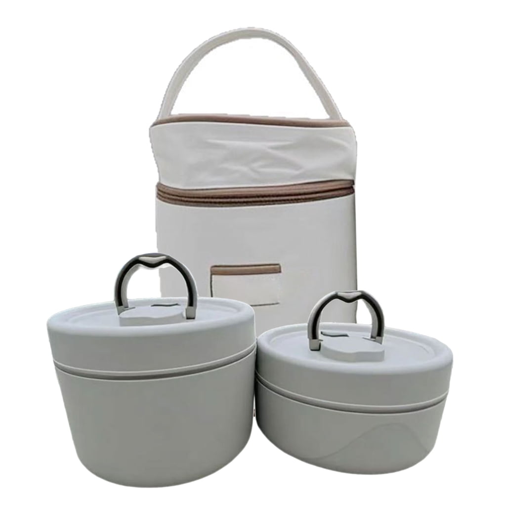 Sinyiin Student Round Thermal Lunch Container Bentos Box Set With 2 ...